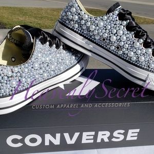 Converse | Shoes | Custom Blinged Black Low Top Converse All Stars ...
